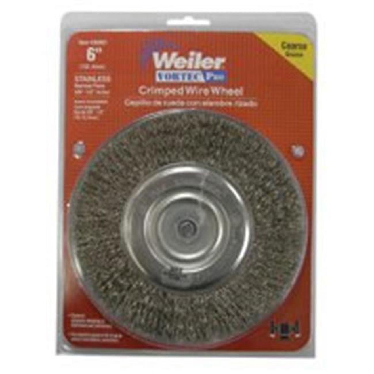 Weiler Crimped Wire Wheel, 6" D, .014 Stainless Steel, 6,000 RPM ...