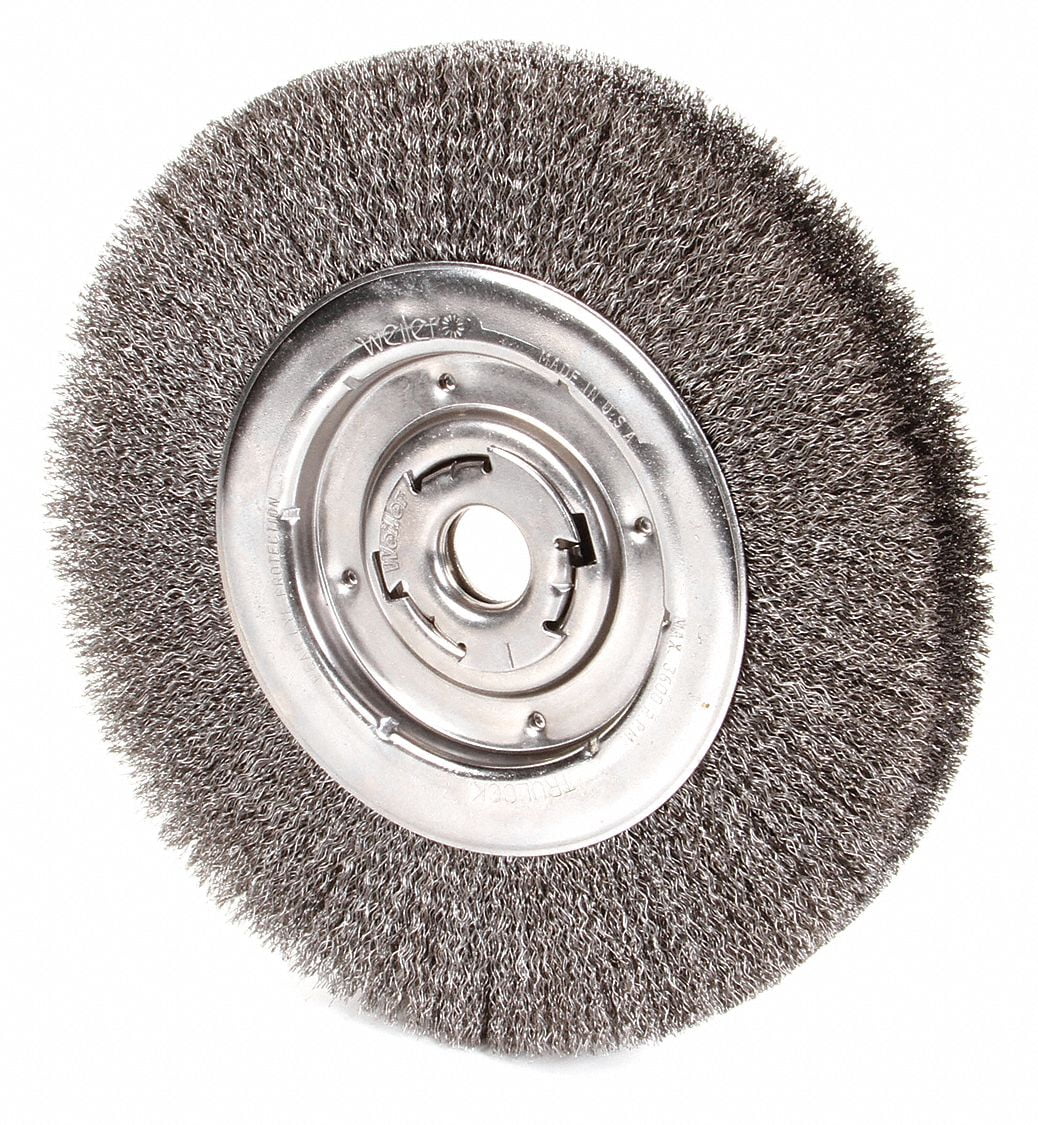 Weiler Medium Crimped Wire Wheel, 10 in D x 1 1/8 in W, .0118 in Steel Wire, 3,600 rpm - 1 EA ...