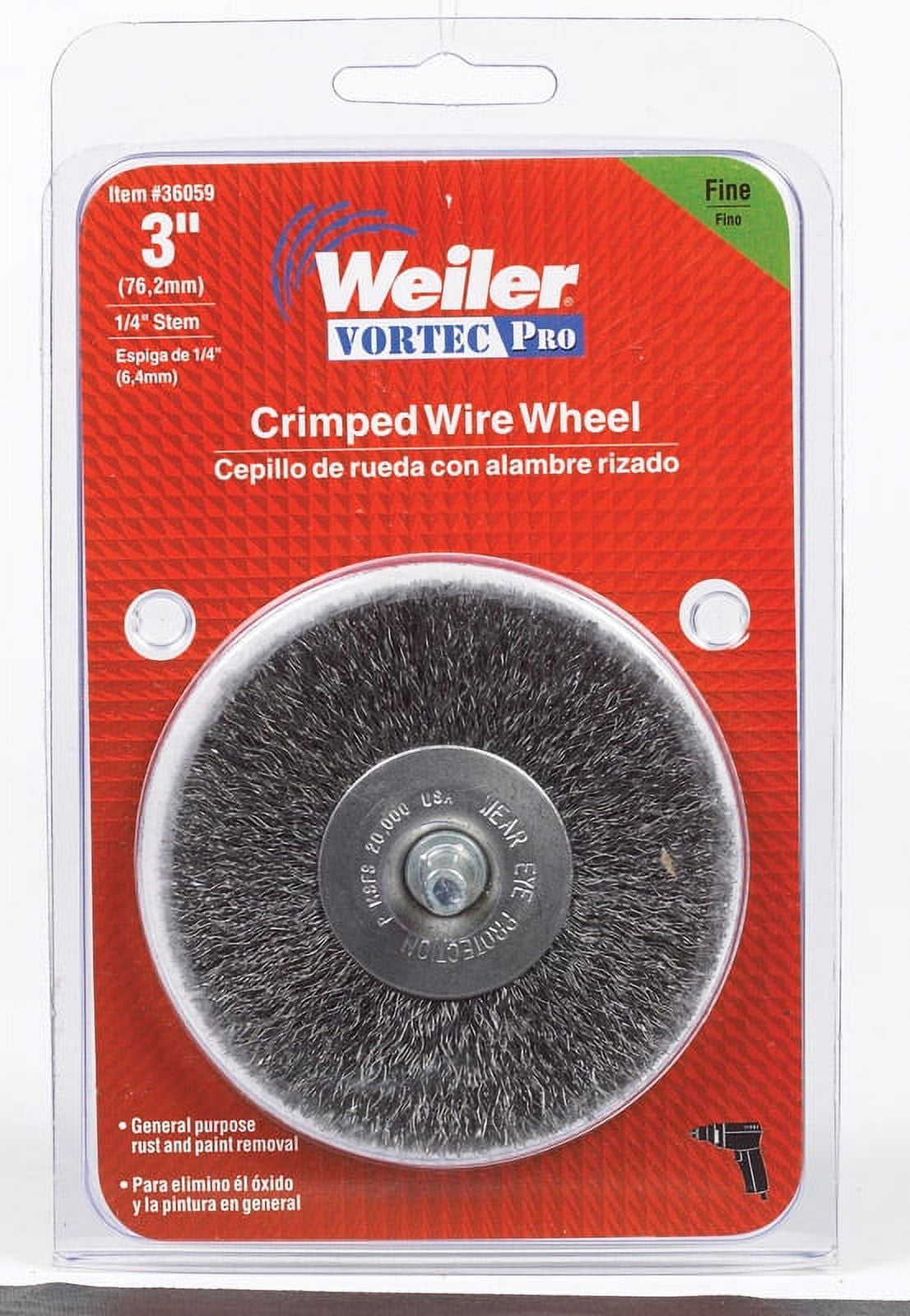 Weiler Vortec Pro 3 in. Fine Crimped Wire Wheel Brush Steel 20000 rpm 1 ...