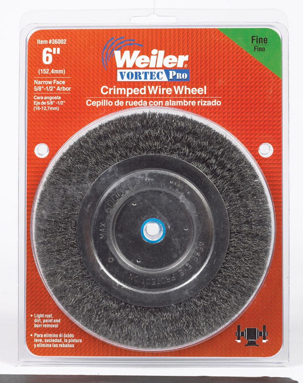 Weiler Vortec Pro 6 in. Fine Crimped Wire Wheel Brush Carbon Steel 6000 ...