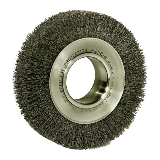 Weiler Wide-Face Crimped Wire Wheel, 7 in Dia. x 1 1/4 in W, 0.014 in ...