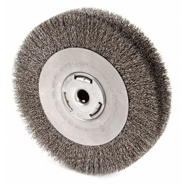 Weiler Wide-Face Crimped Wire Wheel, 8 in Dia. x 1 1/2 in W, 0.0147 in ...