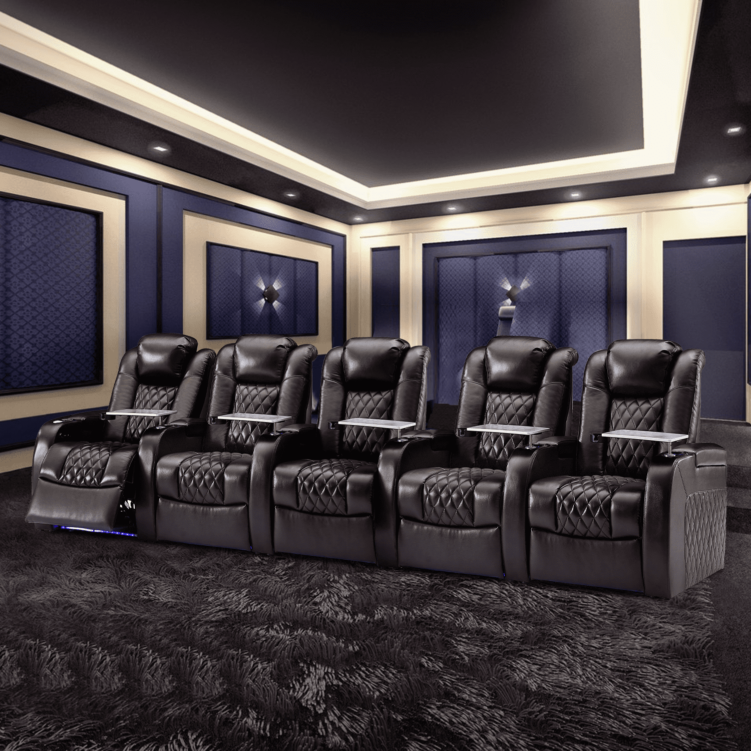 Weilianda Home Theater Seating Top Grain Nappa Leather Recliner Chair ...