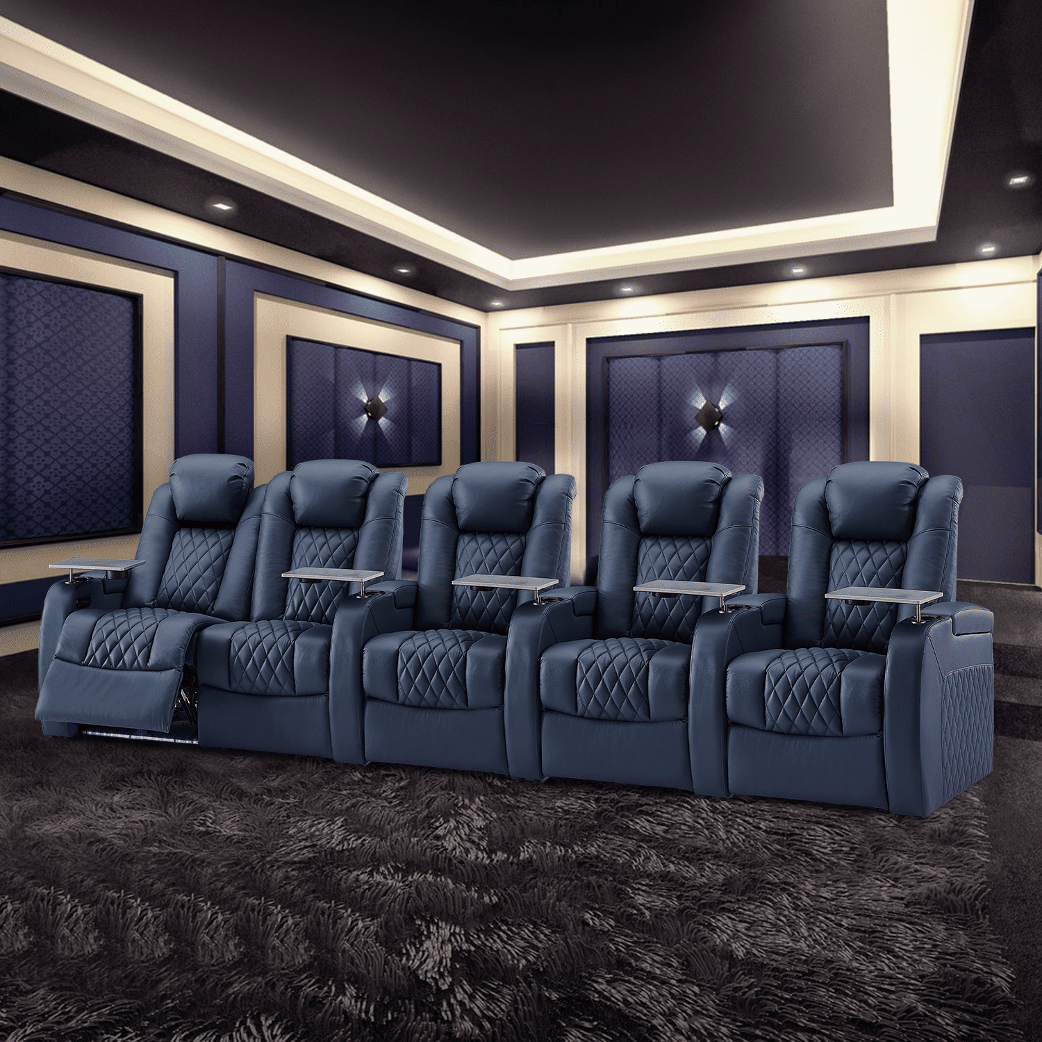 Weilianda Home Theater Seating Top Grain Nappa Leather Recliner Chair ...