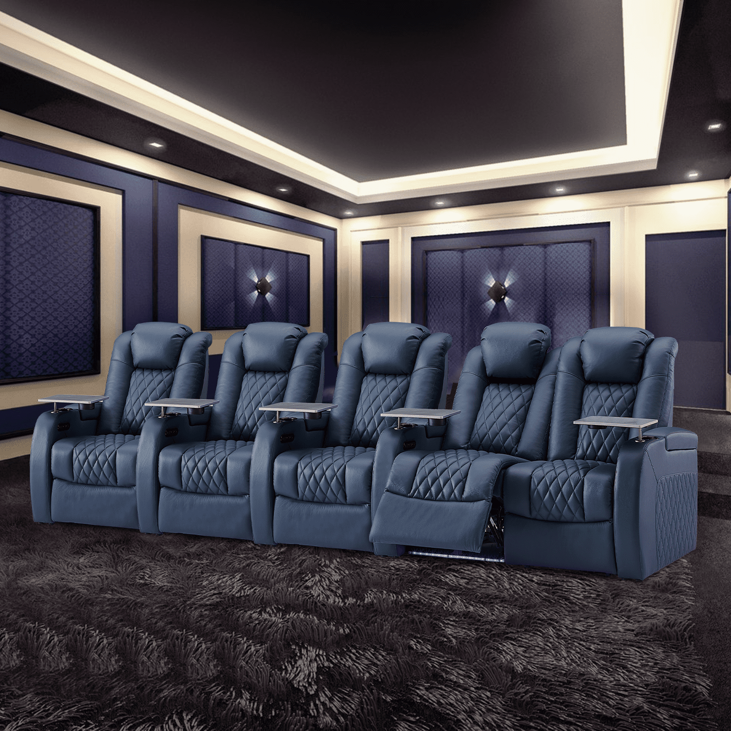 Weilianda Home Theater Seating Top Grain Nappa Leather Recliner Chair ...