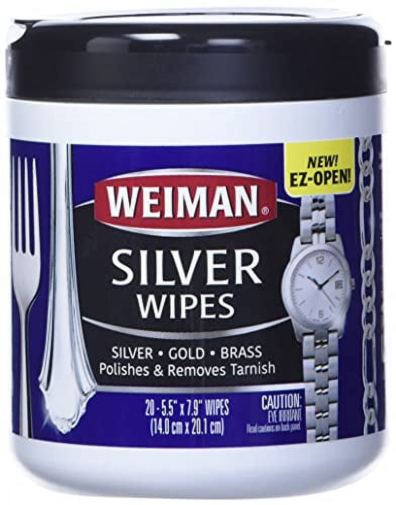 Weiman Delicate Jewelry Polish Cleaner & Tarnish Remover Wipes - 20 Count for Silver, Gold ...