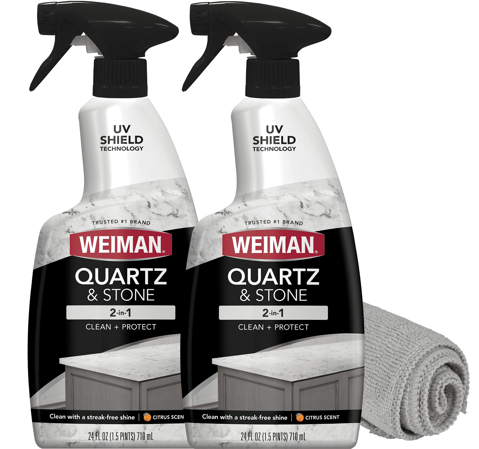 Weiman Quartz Countertop Cleaner and Polish, 24 oz, 2 Pack, Citrus ...
