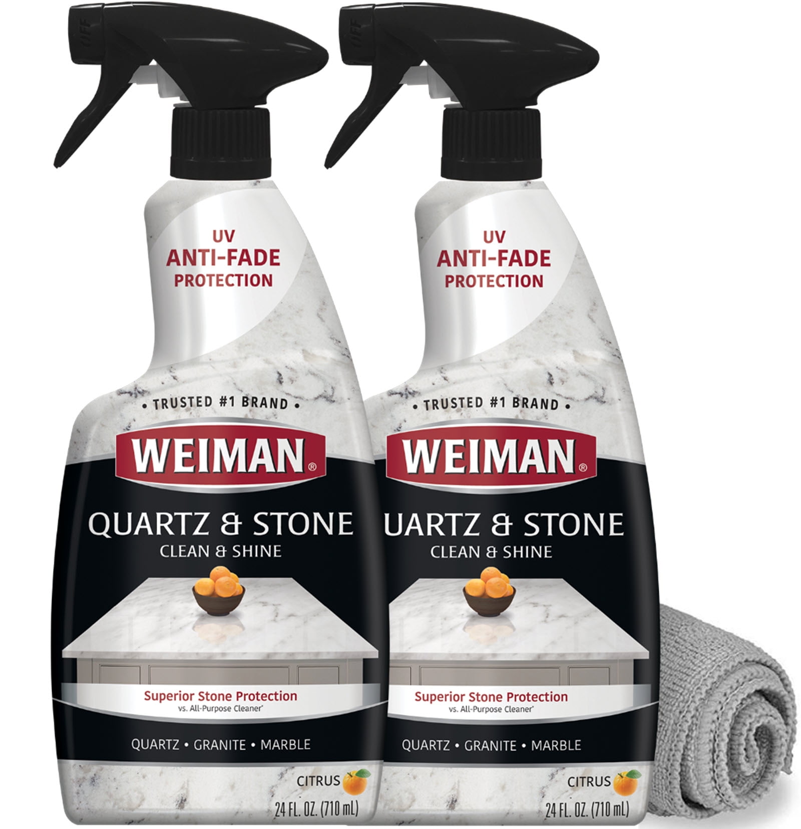 Weiman Quartz Countertop Cleaner & Polish Spray - 24oz (2 Pack w/ Towel ...