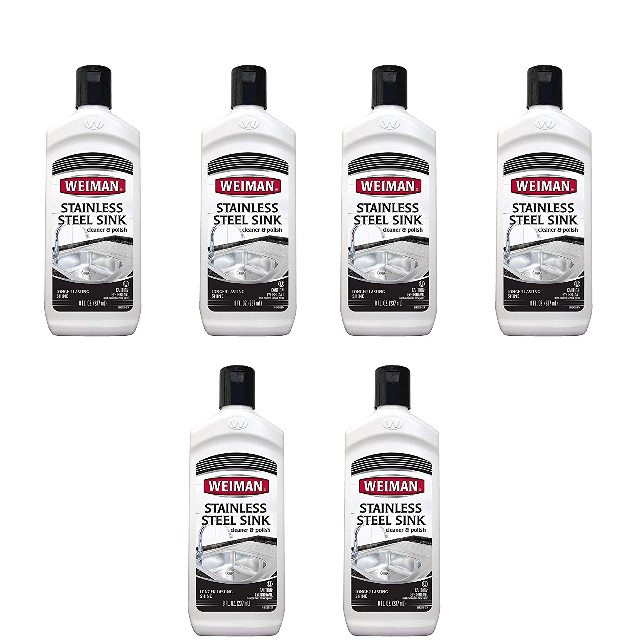 Weiman Stainless Steel Sink Cleaner and Polish | 8 fl oz, 6-Pack ...
