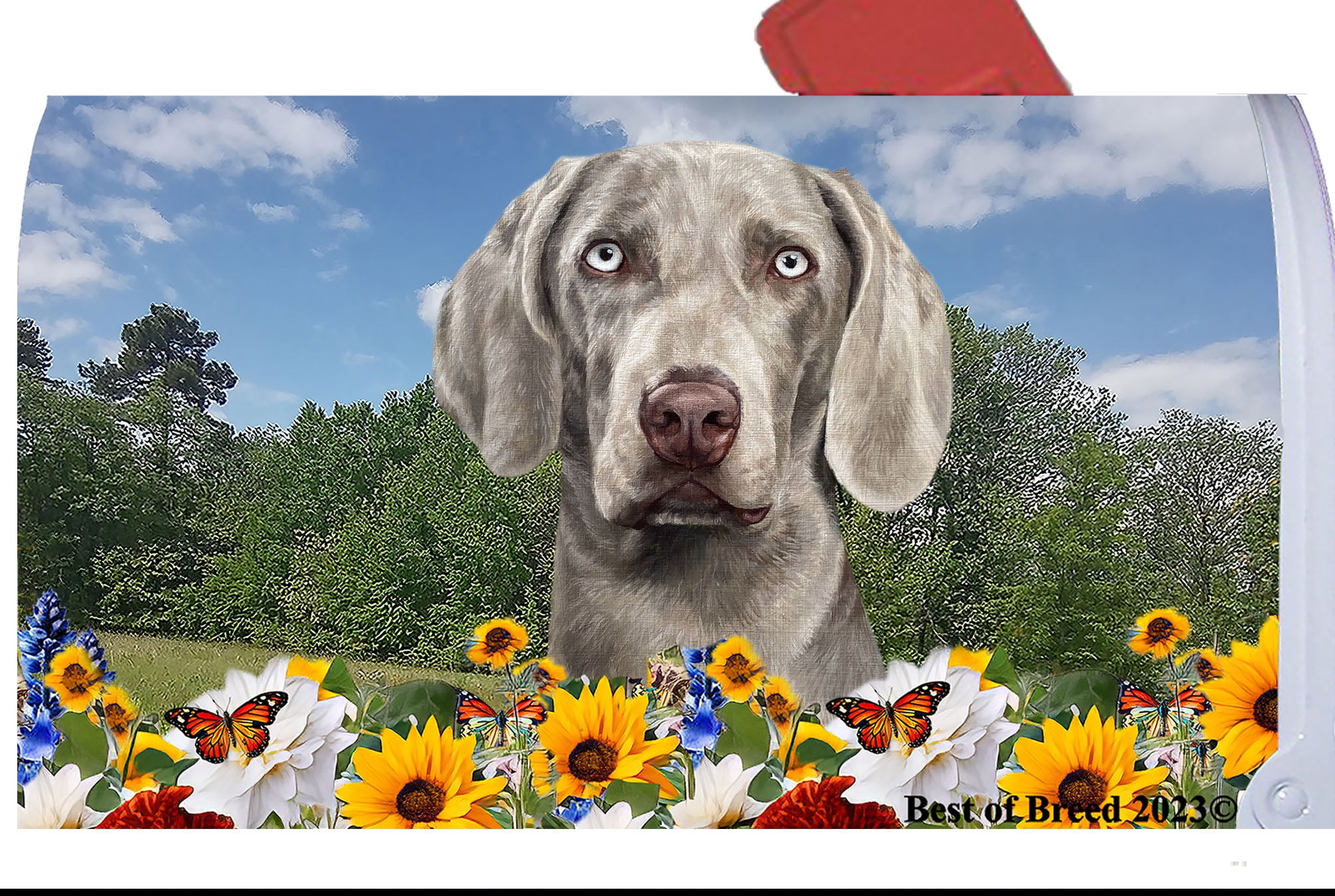 Weimeraner - Best of Breed Summer Flowers Mailbox Cover Hi-Grade Vinyl ...