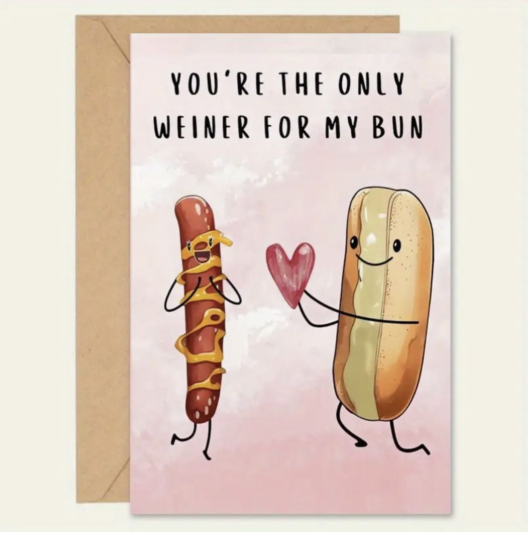 You're the Only Weiner for My Bun – Cute Cartoon Hot Dog Valentine’s ...