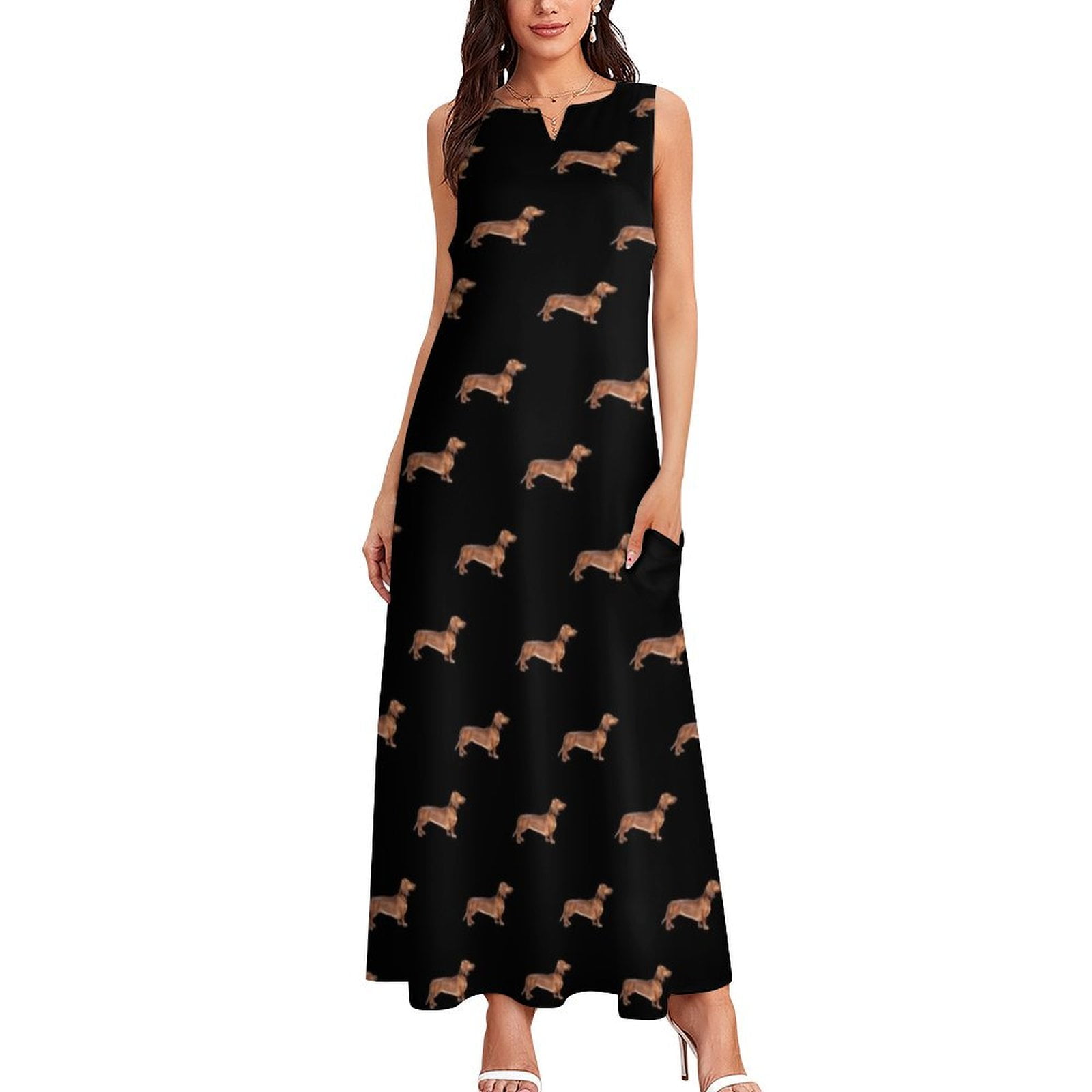 Weiners Everywhere - Dachshund Pattern Long Dress Luxury Woman Evening ...