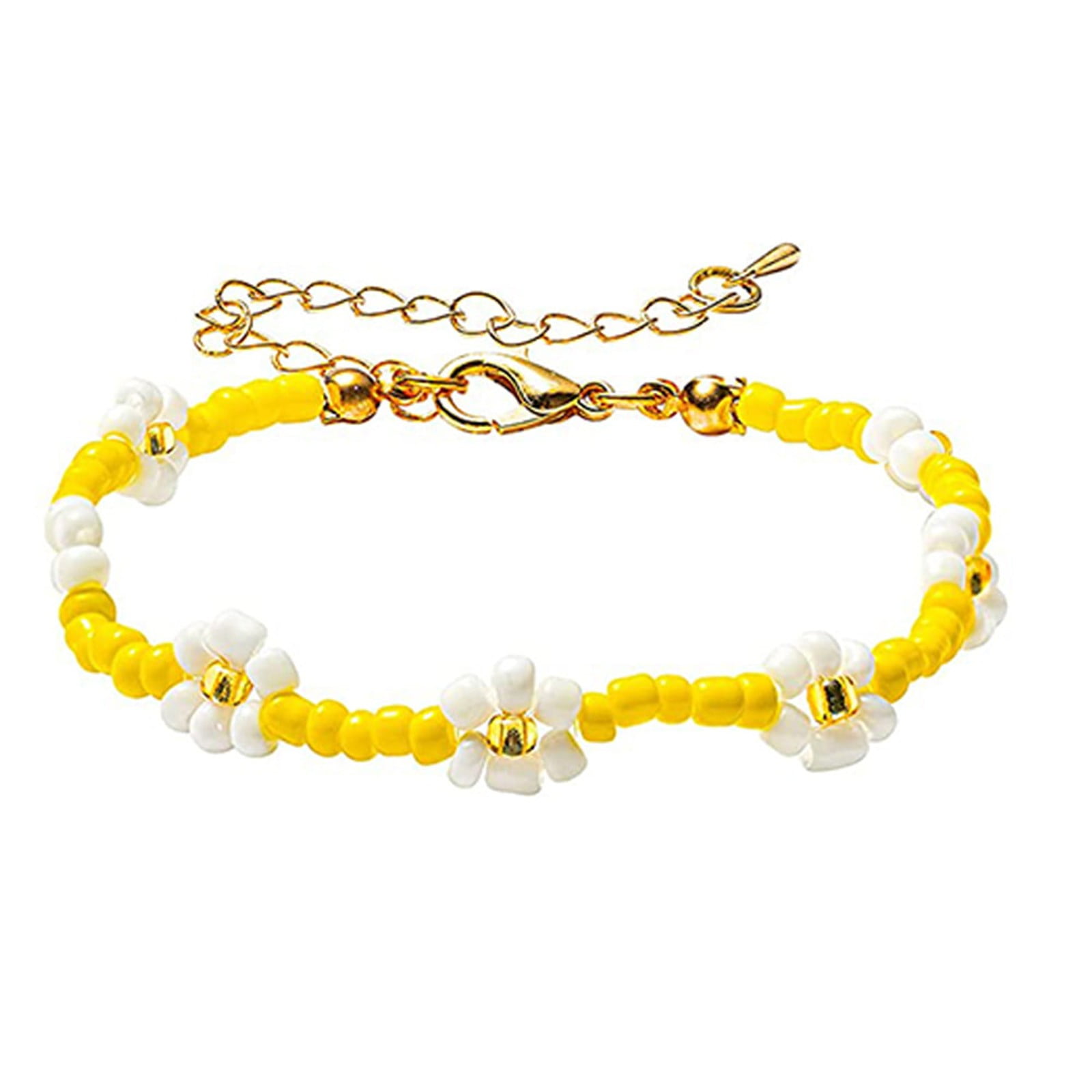 Weipeensee Colorful Daisy Flower Bead Bracelets Set Handmade Beaded ...