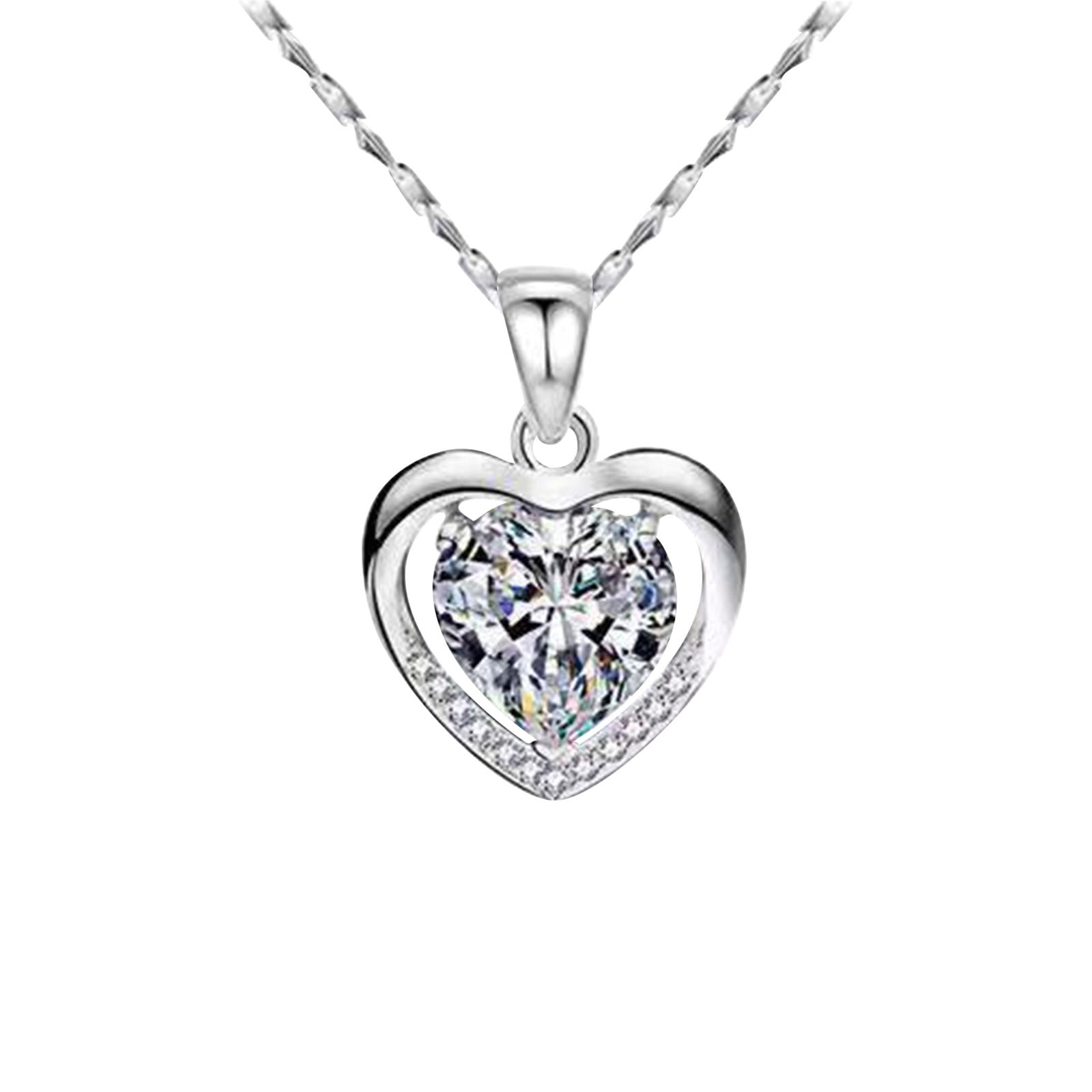 Weipeensee Diamond Necklace Woman Beating Dazzling Heart Shaped Diamond