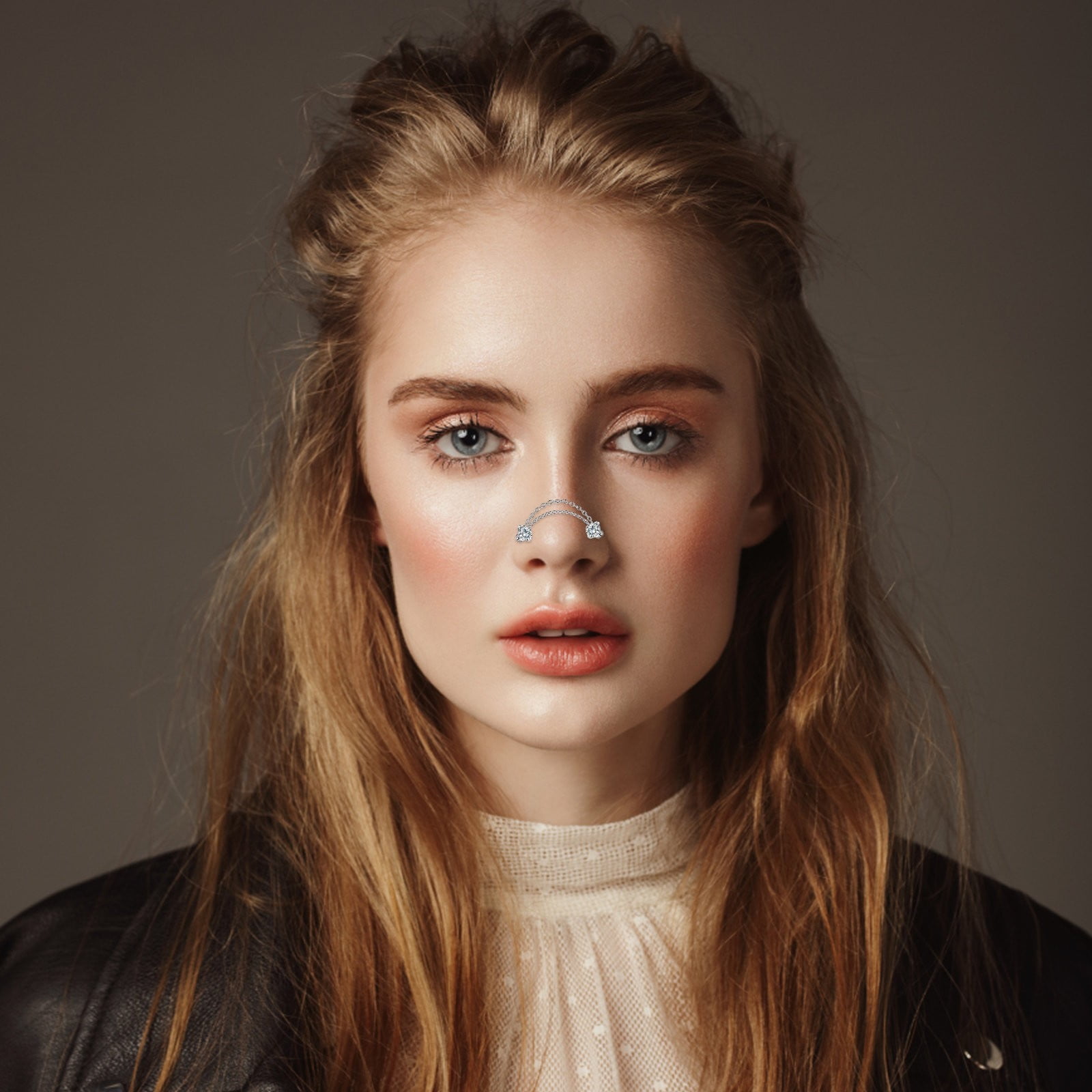 Weipeensee Double Nose Chain Piercing Across Nose Double Nose Stud for ...