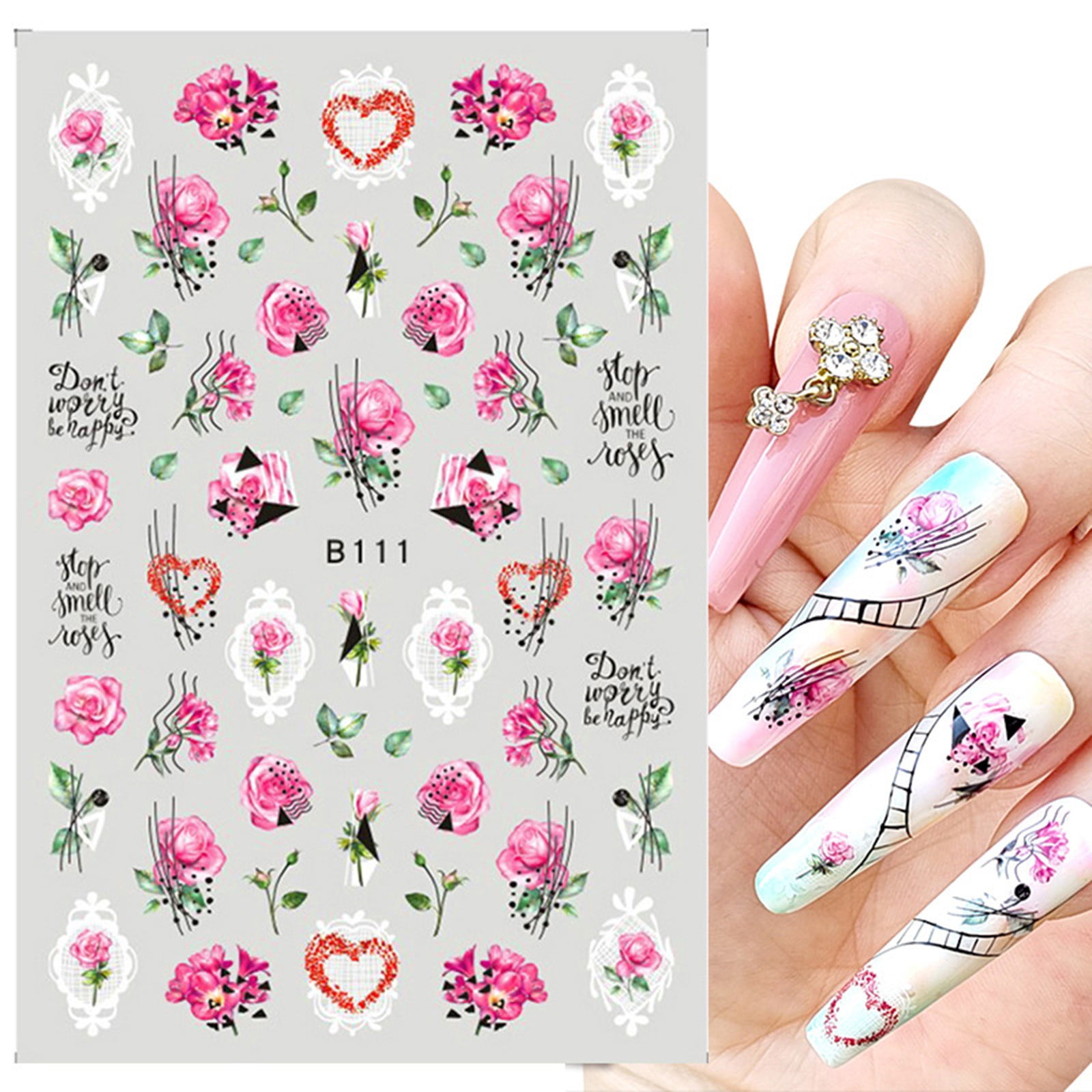 Weipeensee Flower Nail Art Stickers Decals Colorful Blossoms 3D Self ...