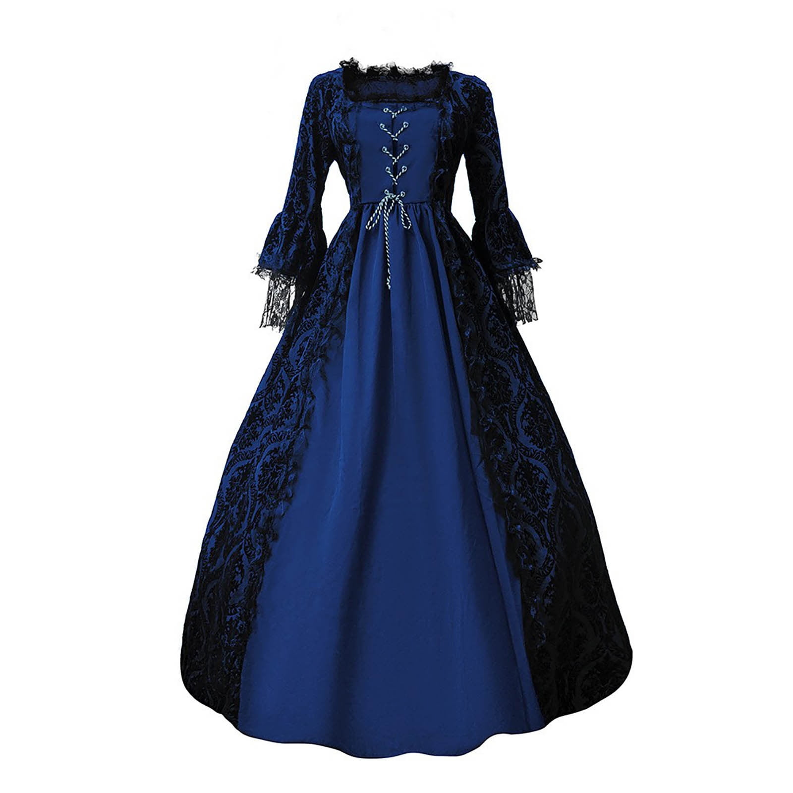 Weiqiqre Dresses for Women Medieval Queen Dress Gothic Lace Bell Sleeve ...