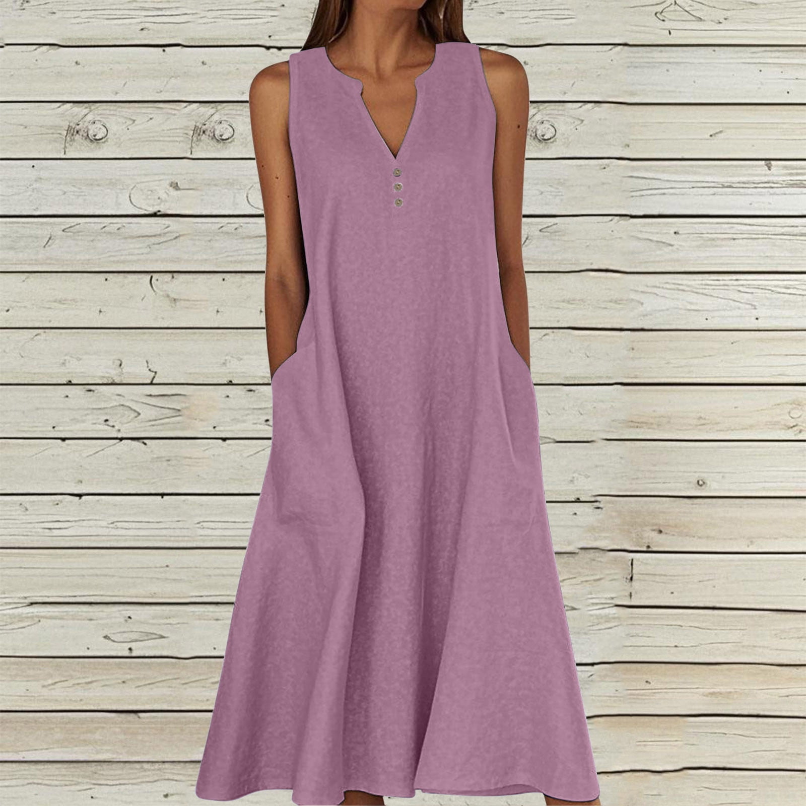 Weiqiqre Maxi Dresses for Women Casual Loose Swing Beach Tank Dresses ...
