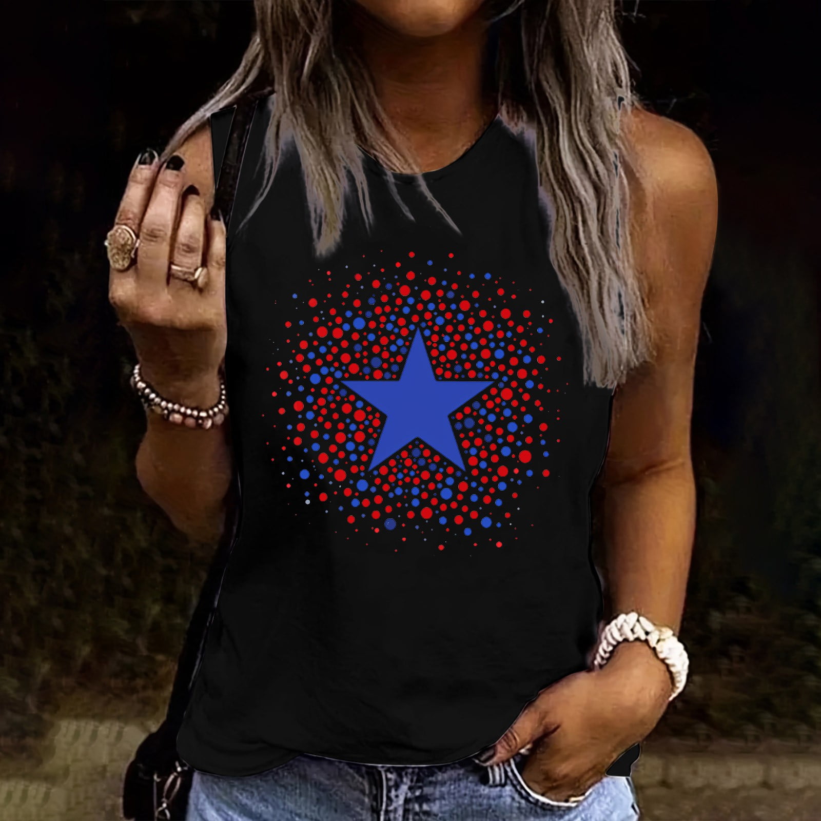 Weiqiqre Plus Size Womens Clothing American Flag Star Tank Tops Cute ...