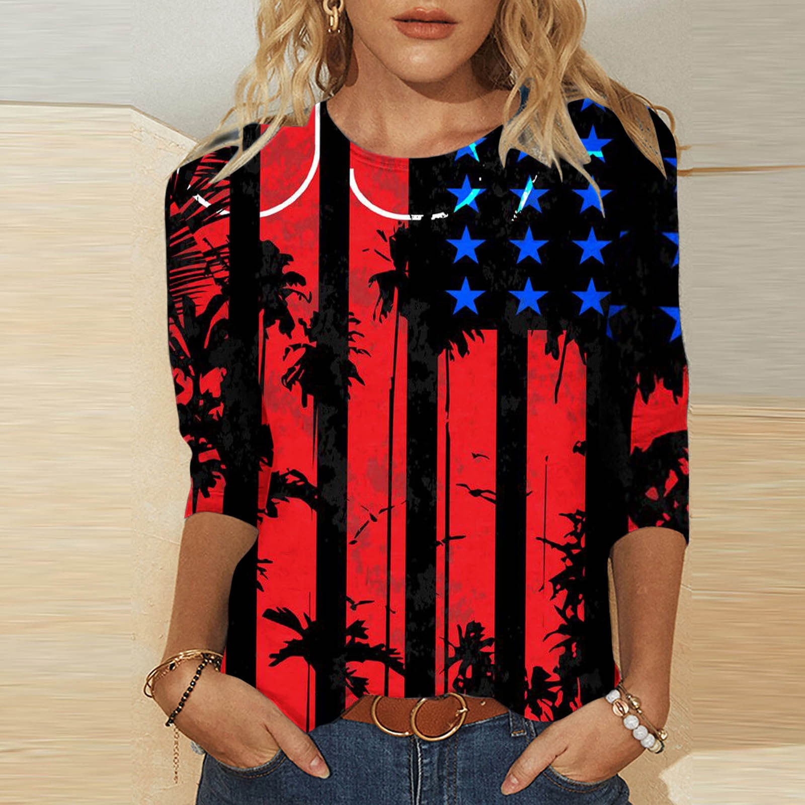 Weiqiqre Summer Dresses for Women 2025 Patriotic American Flag Printed ...