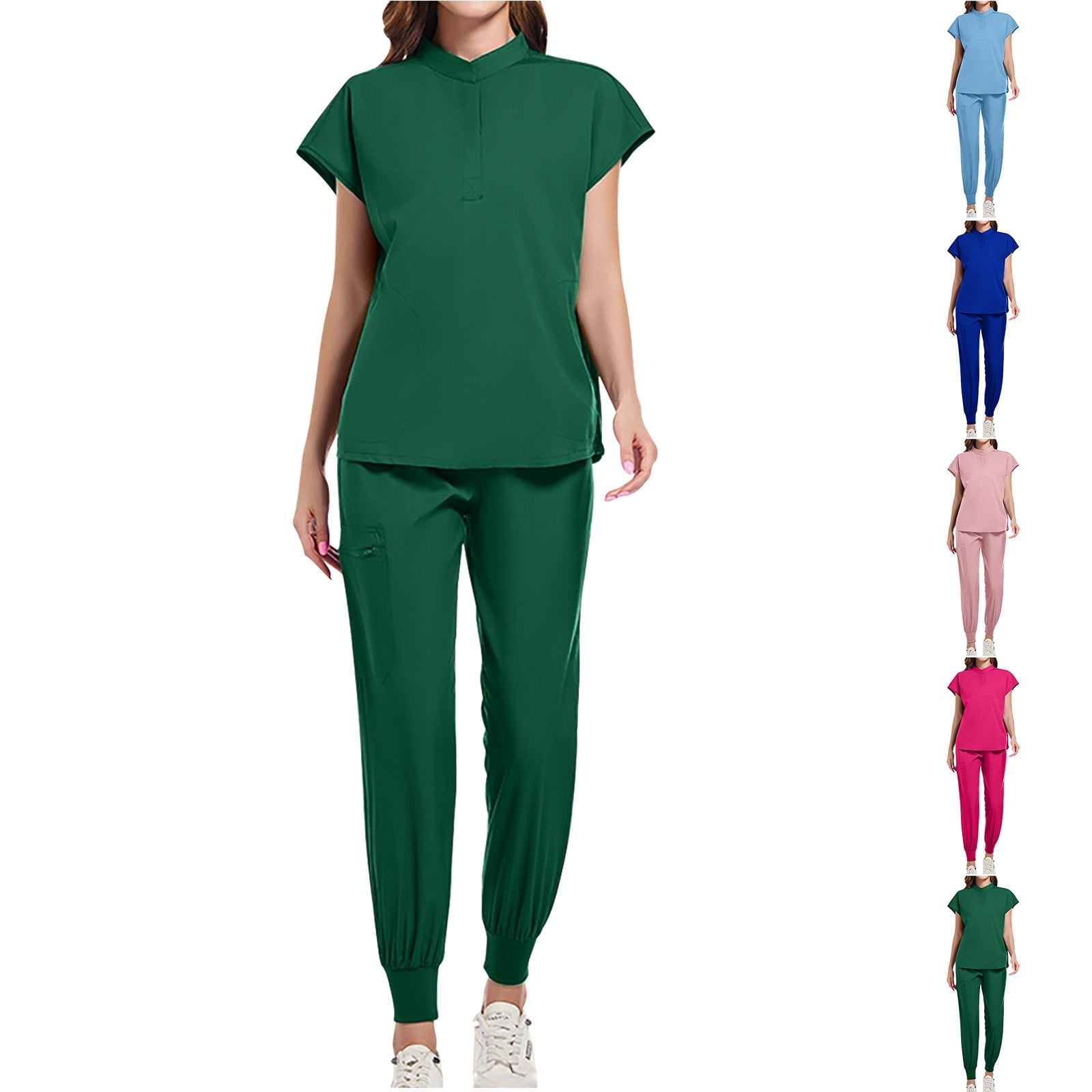 Weiqiqre Women's Clothing Nurse Uniform Jogger Suit Stretch Top & Pants ...