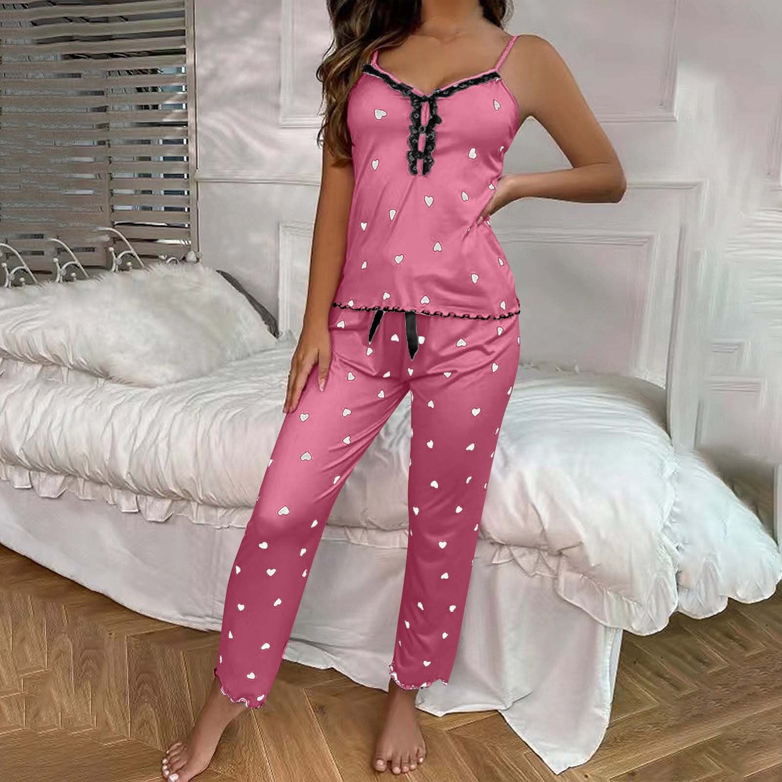 Weiqiqre Women's Pajama Sets Cactus Satin Pajamas Set Short Sleeve ...