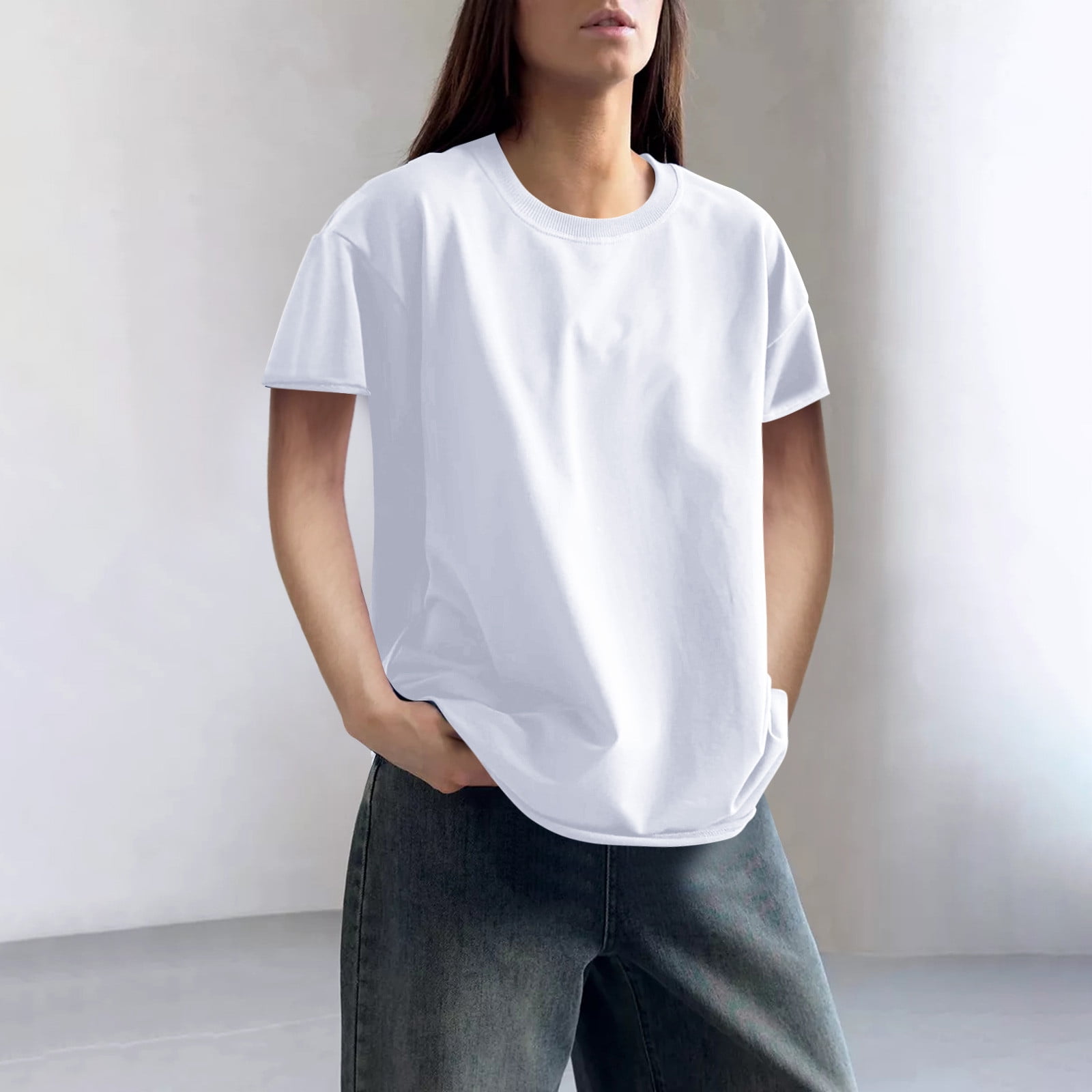 Weiqiqre Women's Tops Lightweight 100% Cotton Short-Sleeve T-Shirt ...