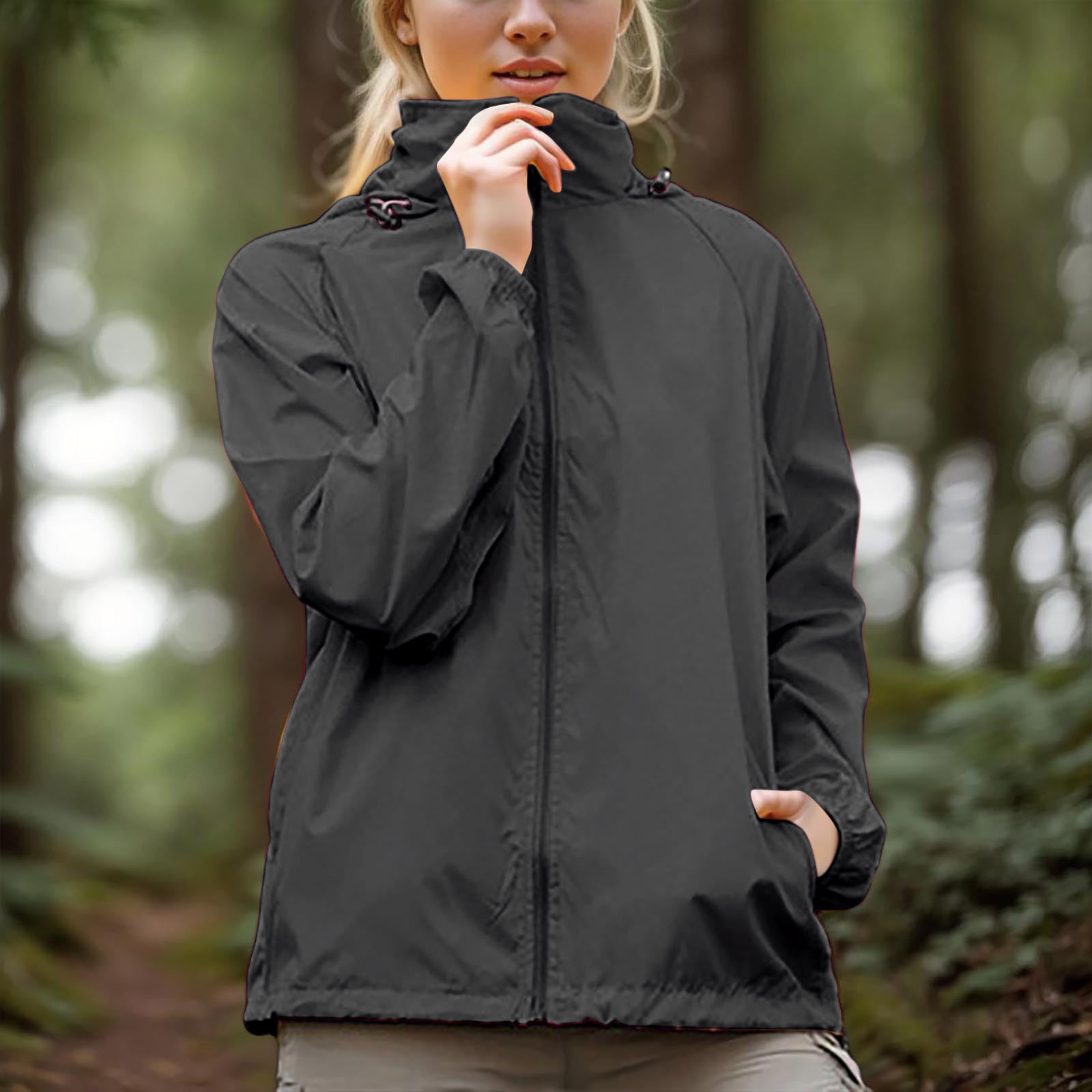Weiqiqre Womens Jackets Casual Lightweight Waterproof Jacket Packable ...