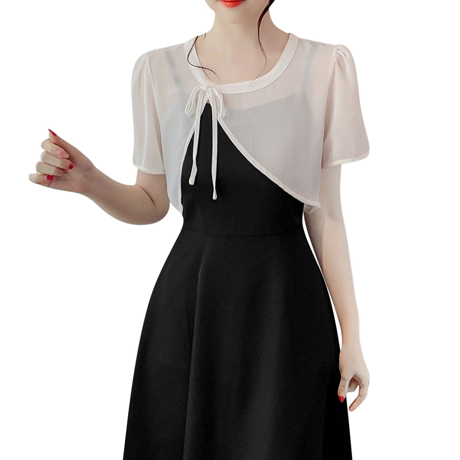 Weiqiqre Womens Summer Outfits Shrug Open Front Mesh Cropped Bolero ...