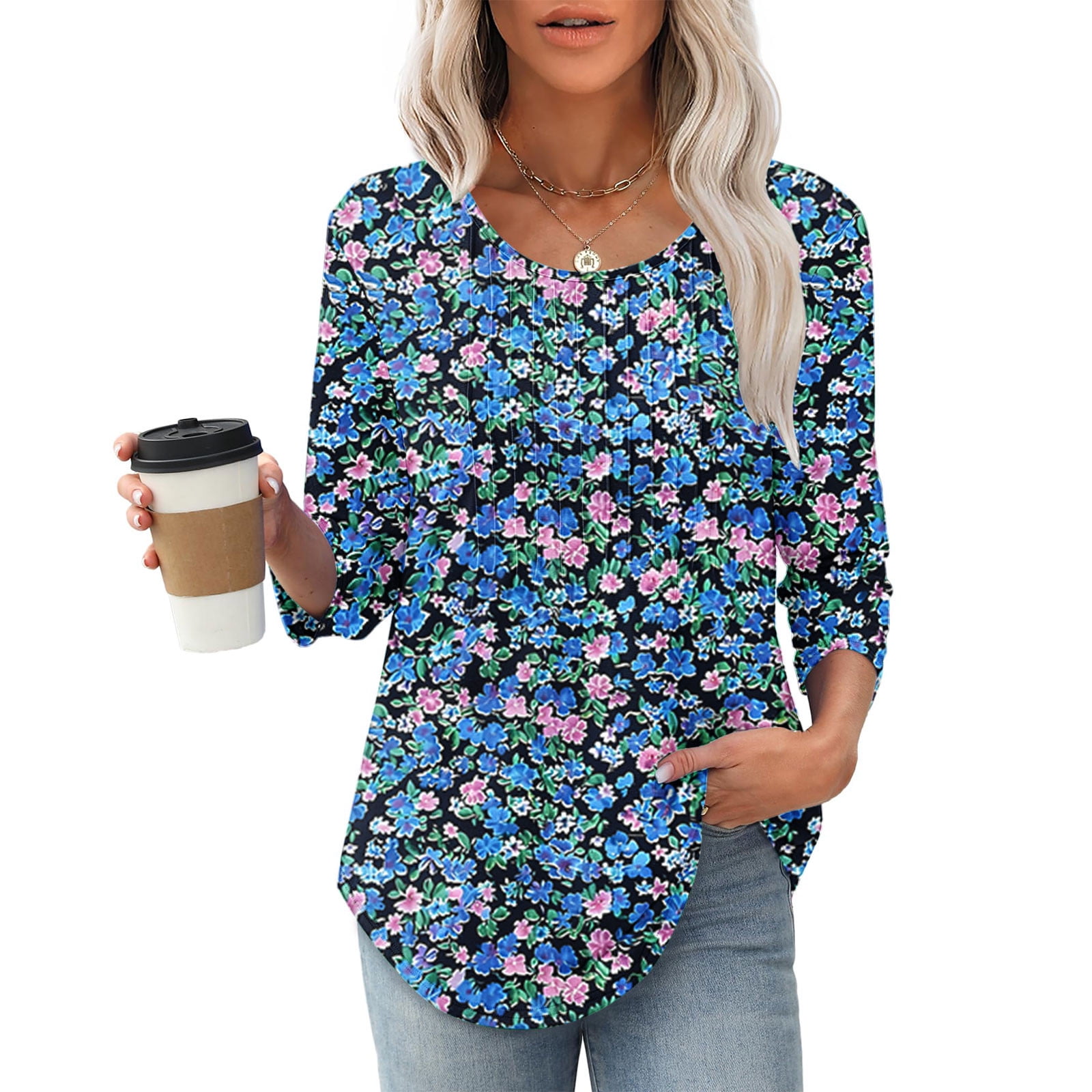 Weiqiqre Womens Tops Pleated Summer Tops 2025 Ruffle Bell Sleeve Fasion ...