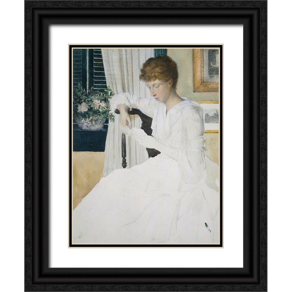 Weir, J Alden 15x18 Black Ornate Wood Framed with Double Matting Museum ...