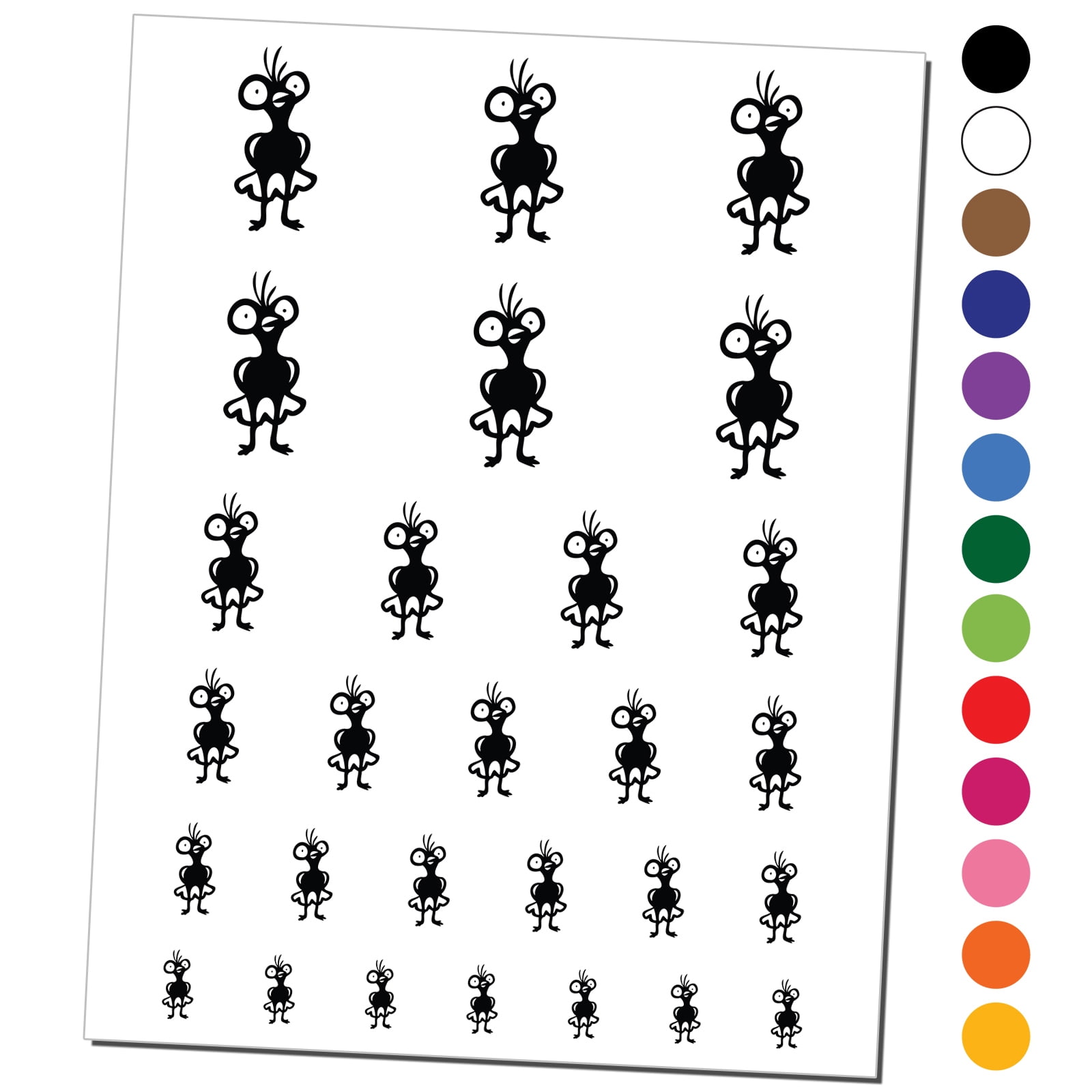 Weird Creepy Bug Eyed Bird Chicken Water Resistant Temporary Tattoo Set ...