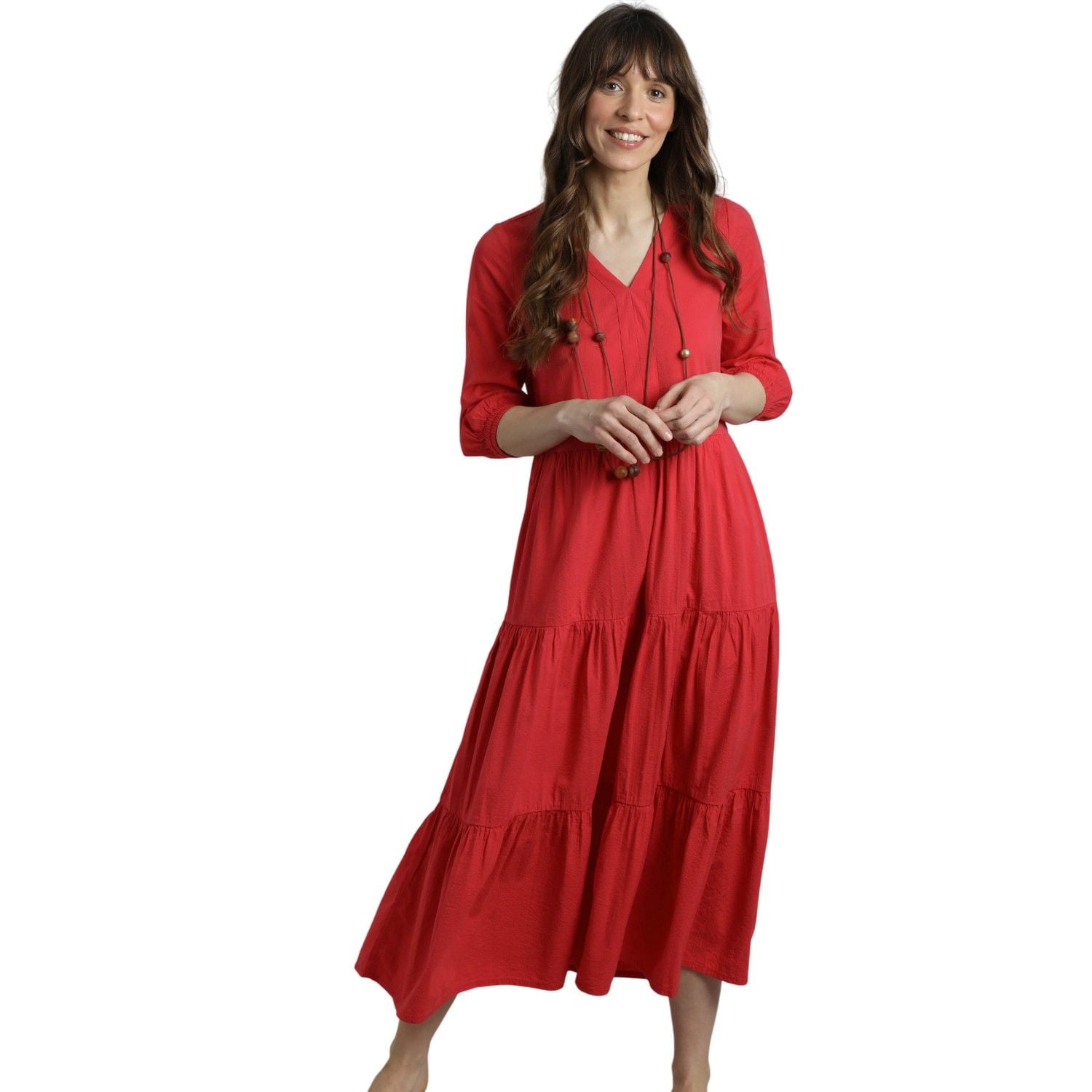 Weird Fish Womens Margo Seersucker Tiered Midi Dress - Walmart.com