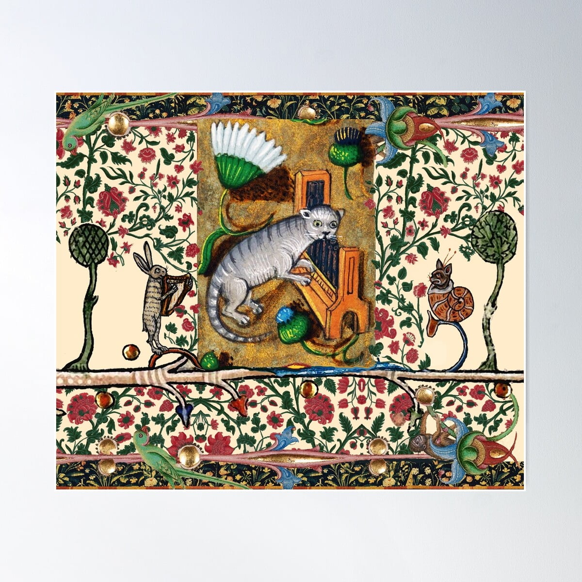 Weird Medieval Bestiary Making Music,Cat Playing Organ,Harpist Rabbit ...