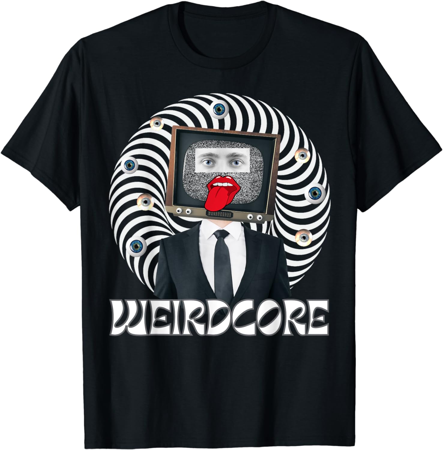 Weirdcore Aesthetic TV Head Optical Illusion Weirdcore T-Shirt ...
