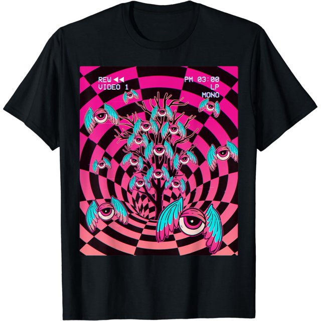 Weirdcore Vaporwave Aesthetic Tree Of Life Eyes Retro Glitch T-Shirt ...