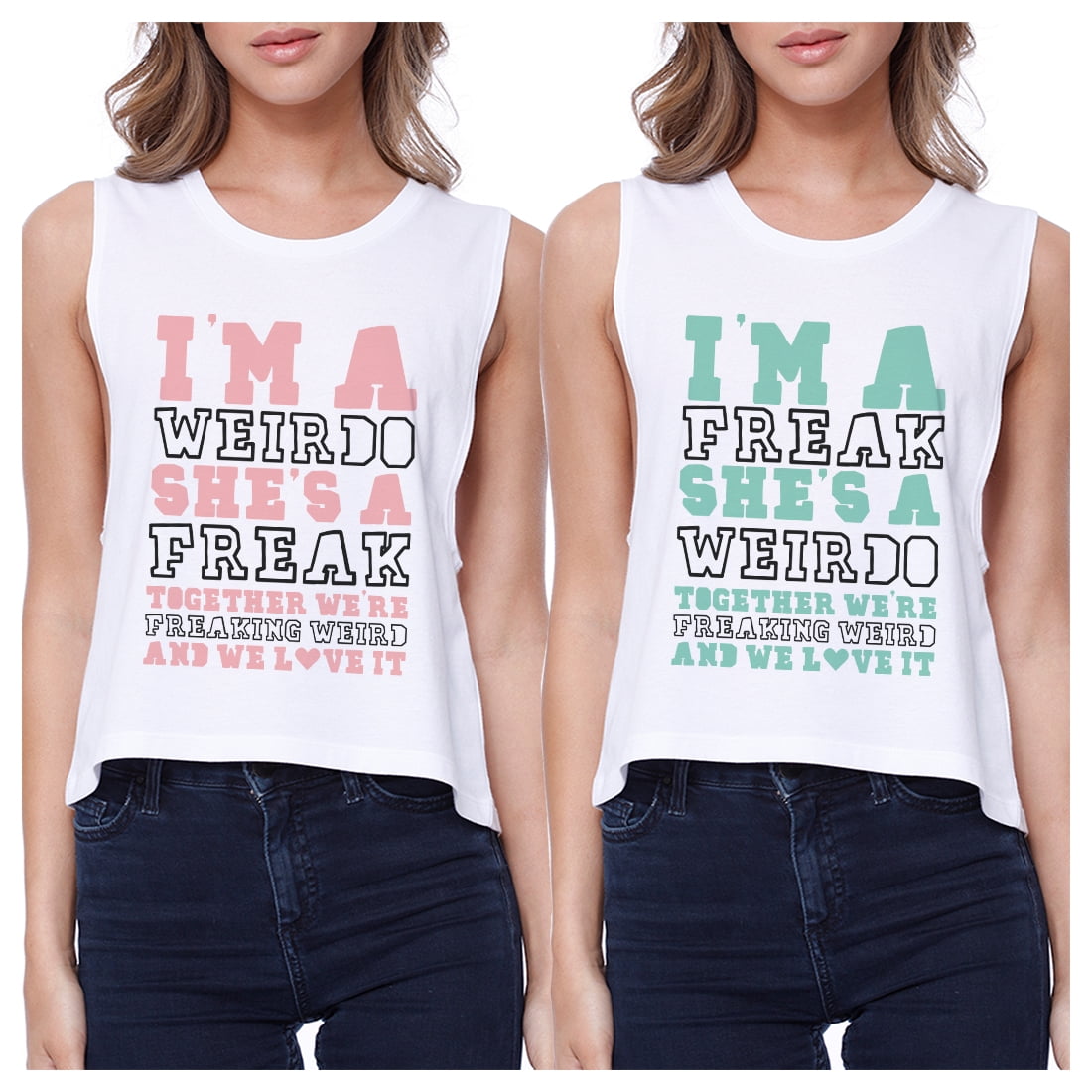 Weirdo Freak BFF Matching Crop Top Womens Funny Friends Gift Ideas ...