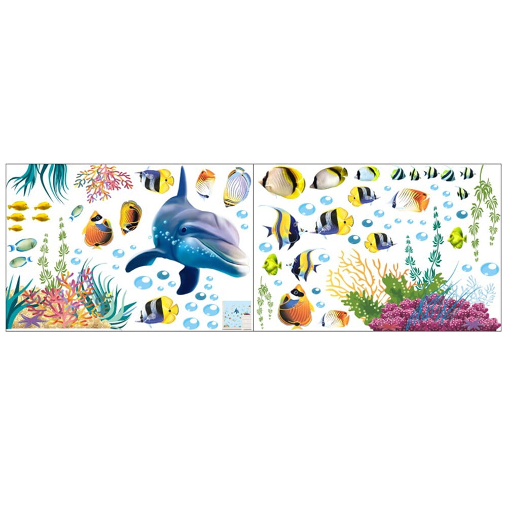 Weis 1 Sheet of Wall Sticker Under the Ocean Dolphin Fish Pattern Wall ...