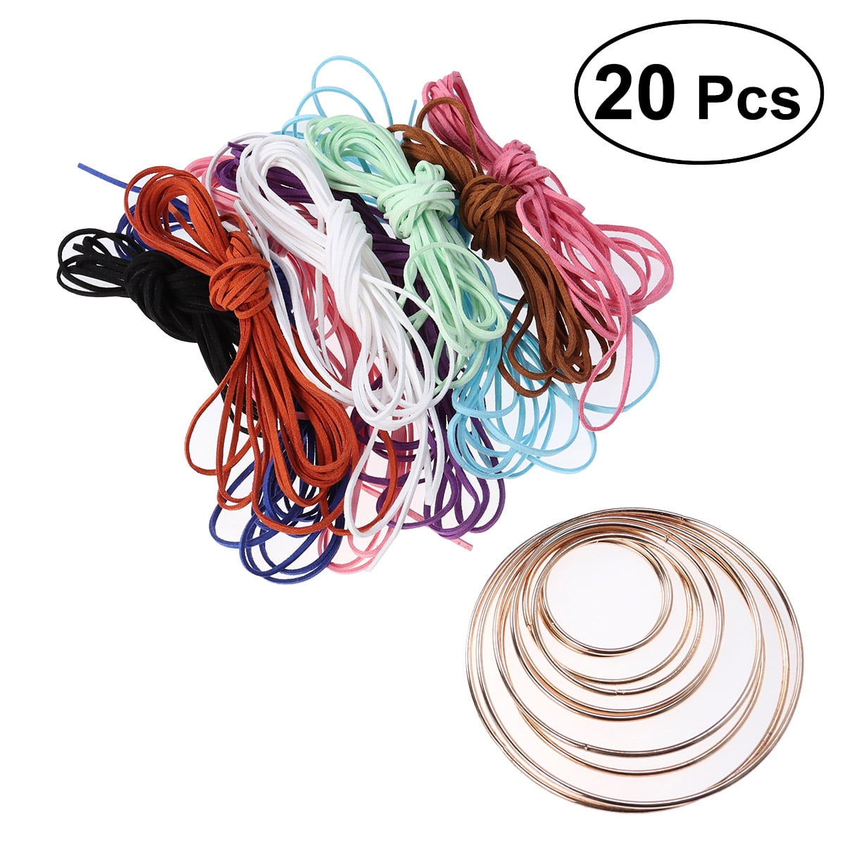 Weis 20 Pcs Metal Rings Metal Hoops Macrame Ring and Assorted String ...