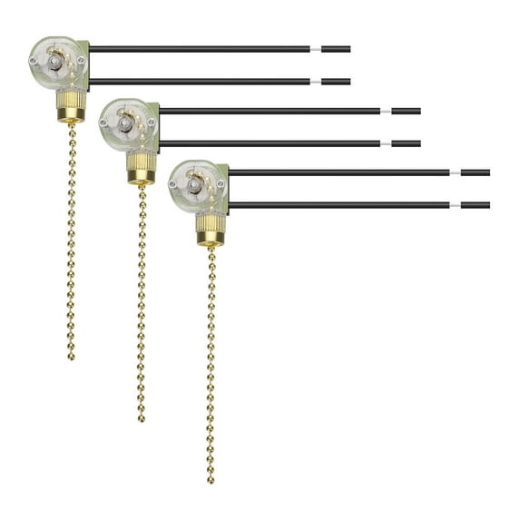 Mobestech 3-Pack Ceiling Fan Pull Chain Switch Replacement with Golden ...
