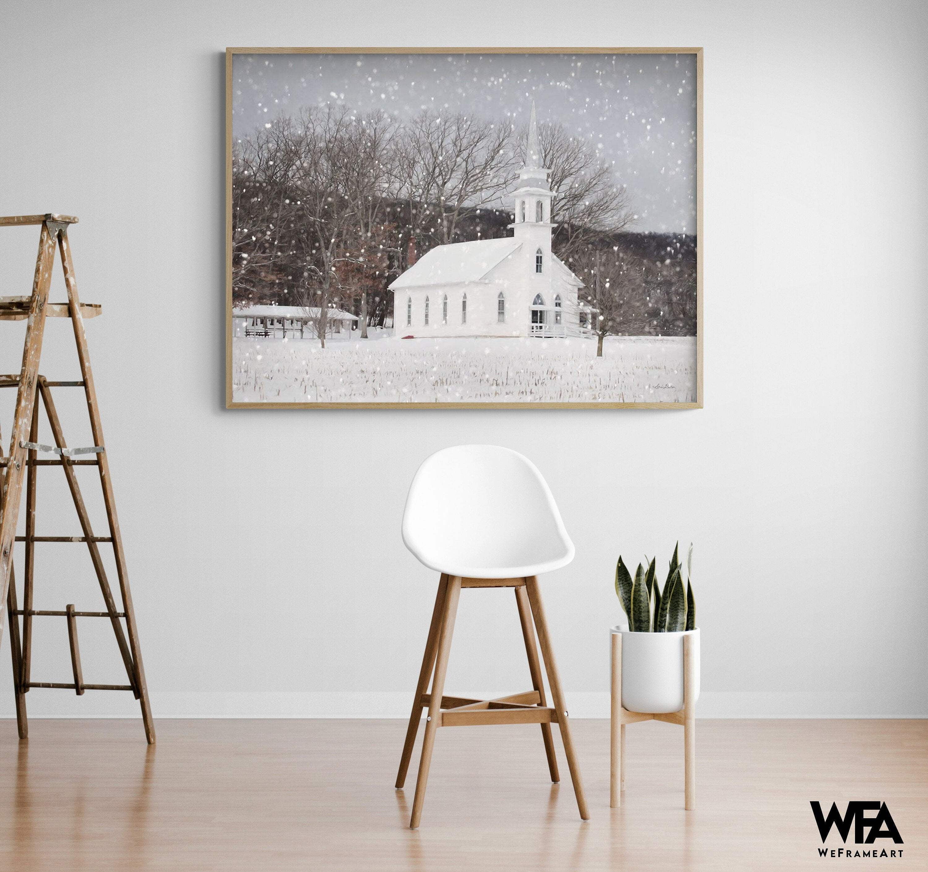Weishample Church in Winter by Deiter Lori, White Rustic Church Wall ...