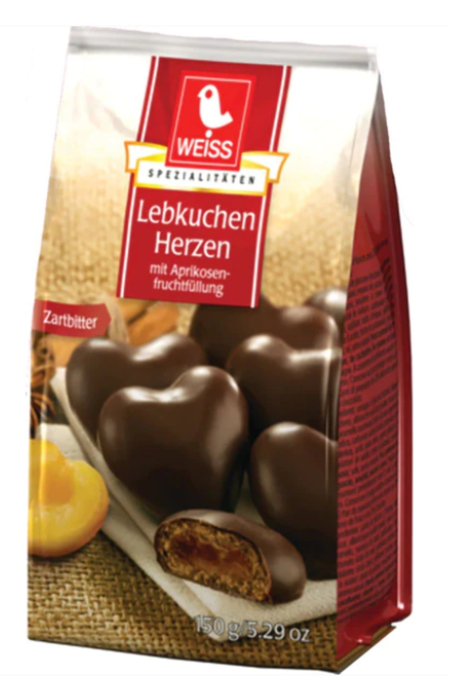 Weiss Apricot Filled Dark Chocolate Gingerbread Lebkuchen Herzen ...