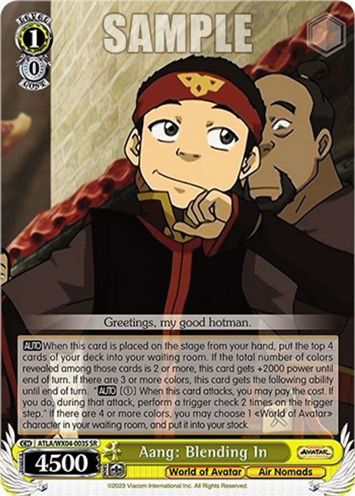 Weiss Schwarz Avatar: The Last Airbender Super Rare Aang: Blending In ...