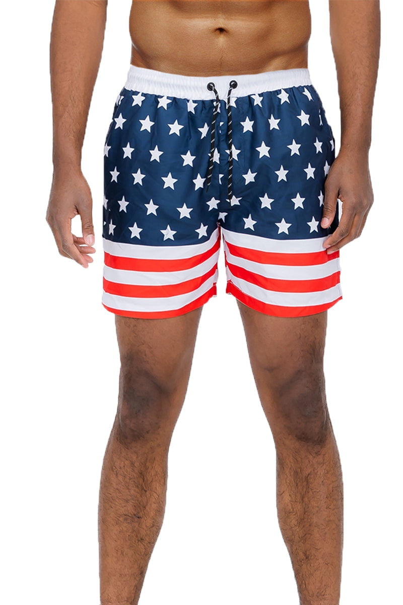 Weiv Men's American Flag USA Swim Trunks 5.5" Quick Dry Beach Swim ...