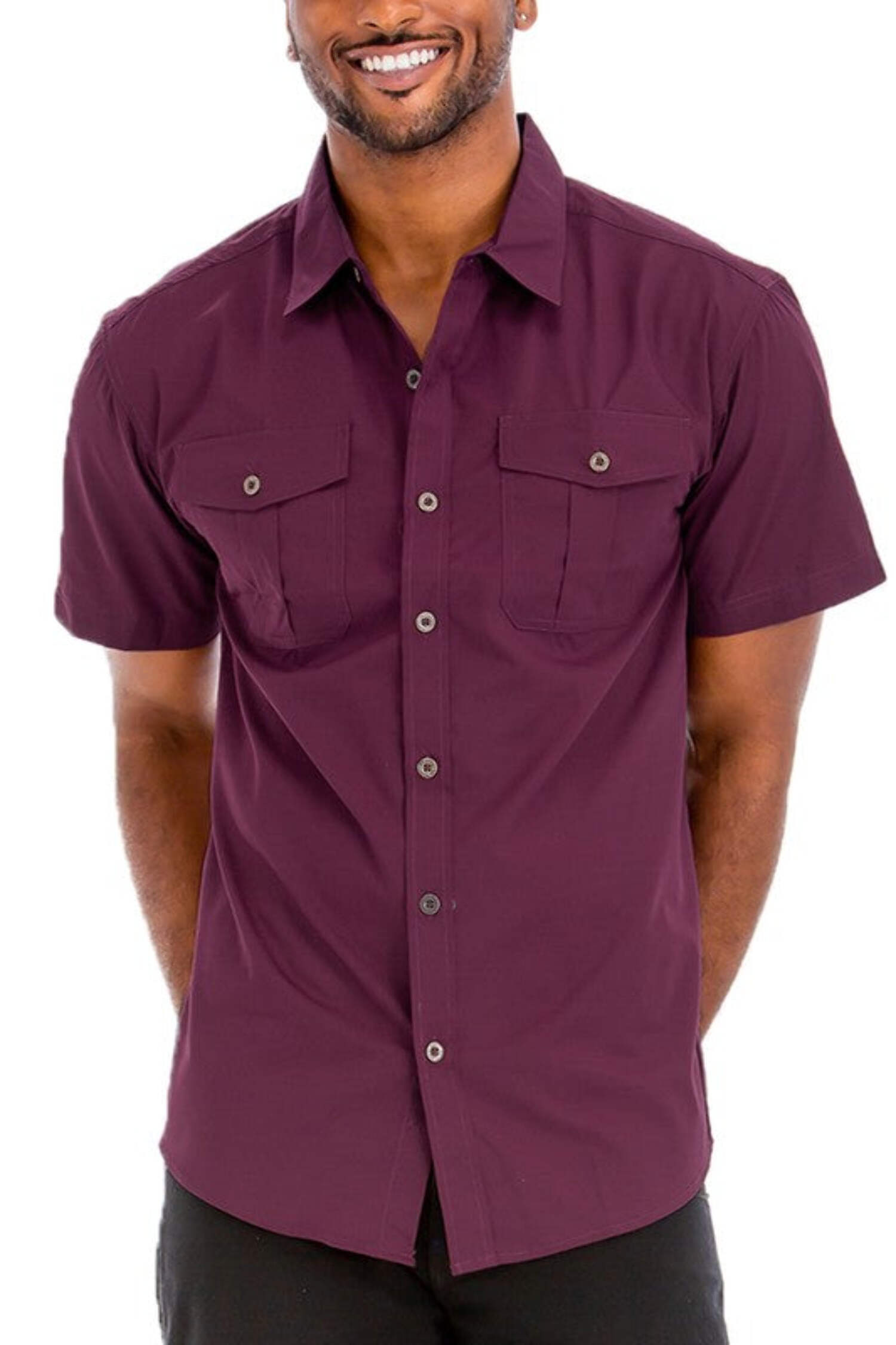 Weiv Two Chest Pocket Button Down Shirt - Walmart.com