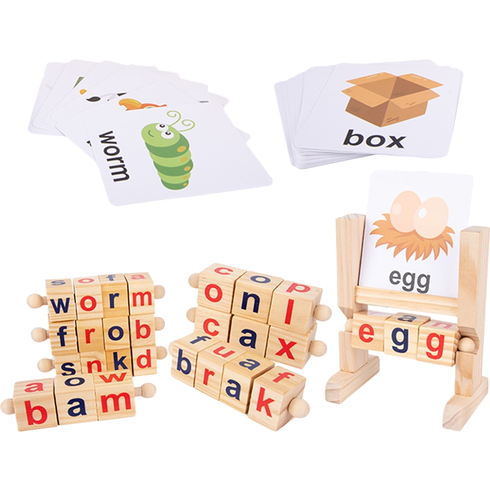 Weiwei 1 Set Rotating Letter Blocks Flash Cards Reading Blocks Flash ...