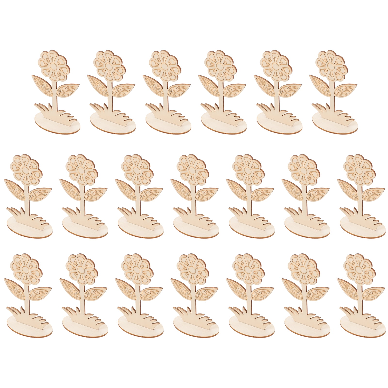 Weiwei 20pcs Unfinished Wooden Flower & Leaf Cutouts for DIY Crafts ...