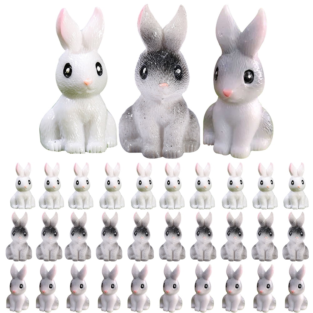 Weiwei 30 Mini Bunny Figurines for Easter Decor and Dollhouse - Walmart.com