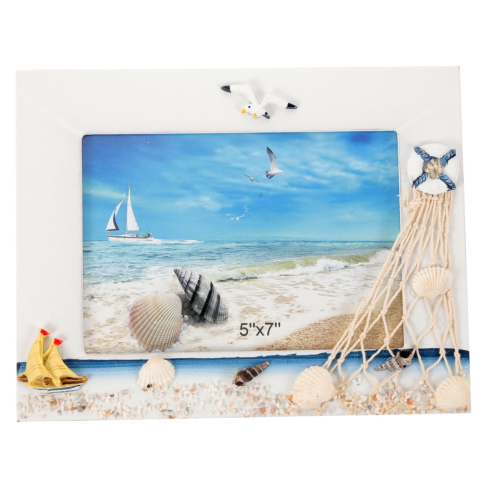 Weiwei Beach Photo Frame 7" Nautical Rustic Wooden Tabletop Display ...