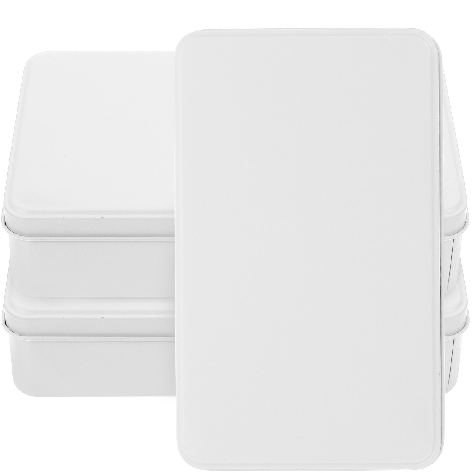 Weiwei Metal Tin Box with Lids 3pcs White Rectangular Empty Tin Box ...